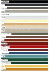 Color Chart for Run In Horse Shelter Metal Siding | Klene Pipe